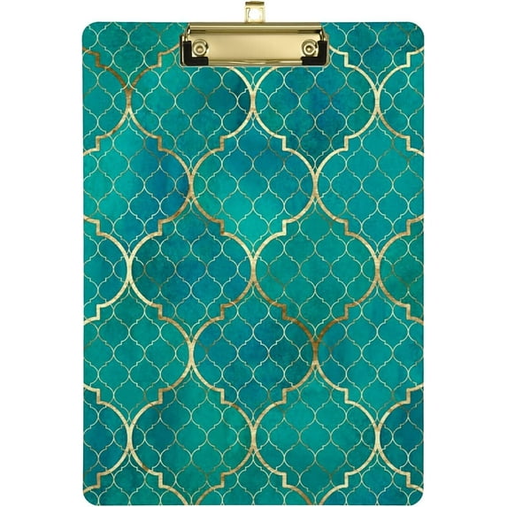 KXMDXA Teal Geometric Vintage Clipboard Hardboard Wood Nursing Clip ...