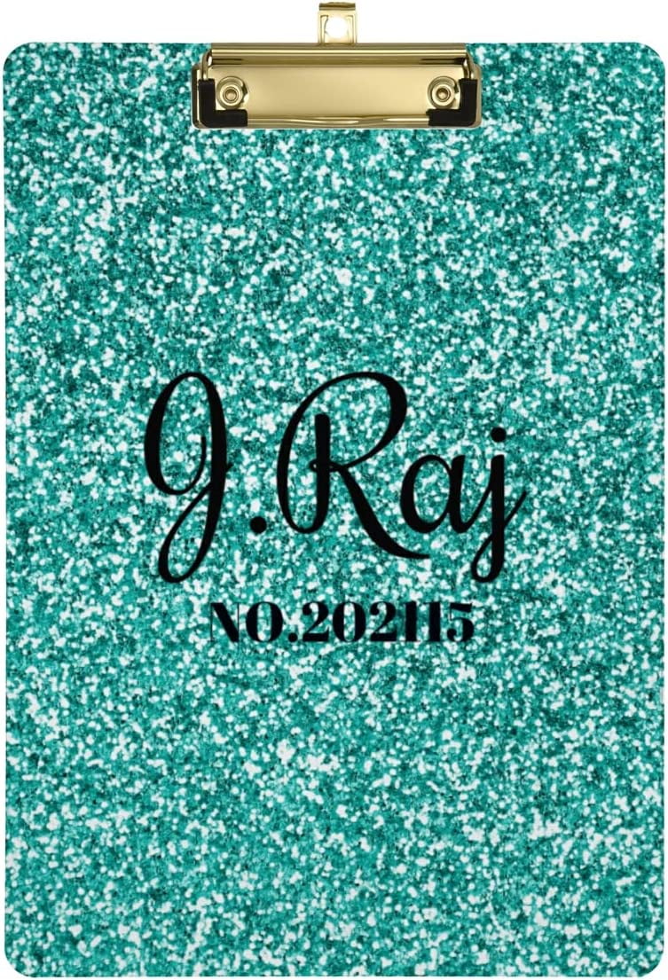 KXMDXA Teal Green Turquoise Glitter Clipboard Hardboard Wood Nursing ...