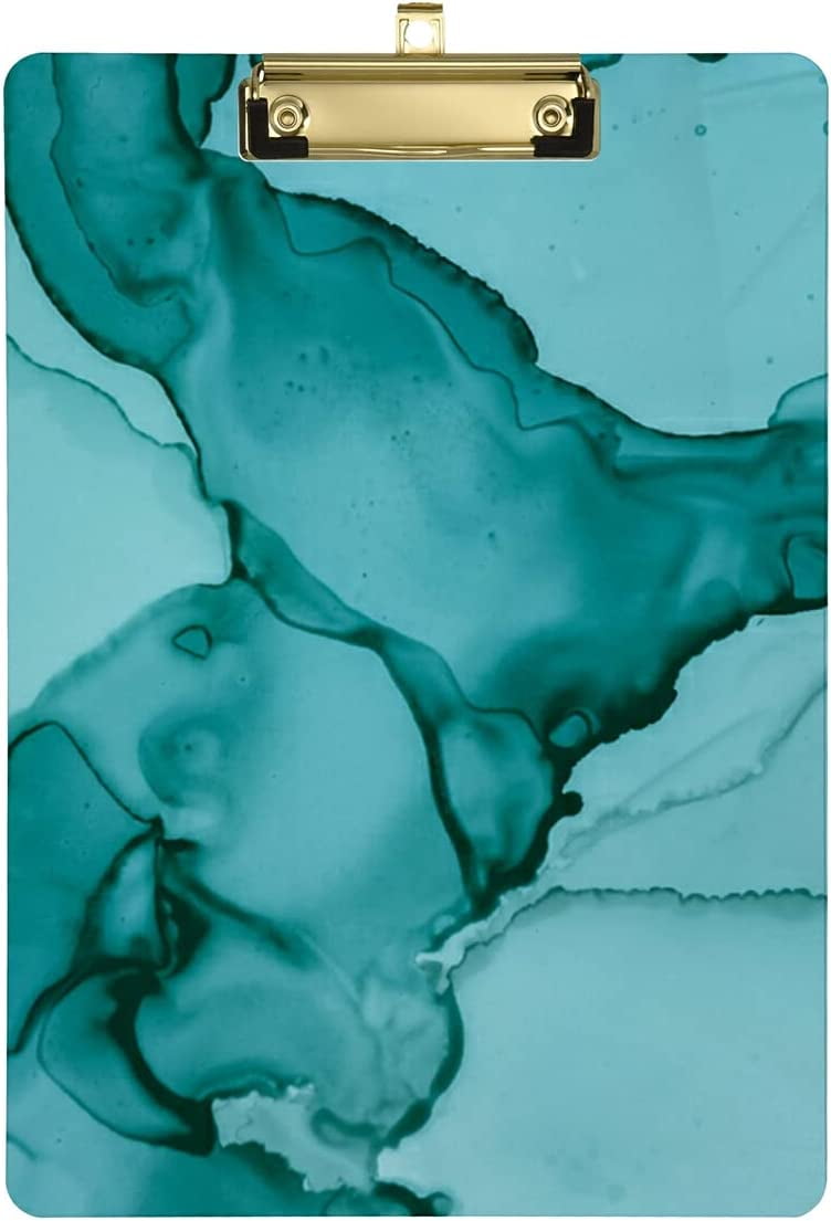 KXMDXA Teal Ink Marble Clipboard Hardboard Wood Nursing Clip Board and ...