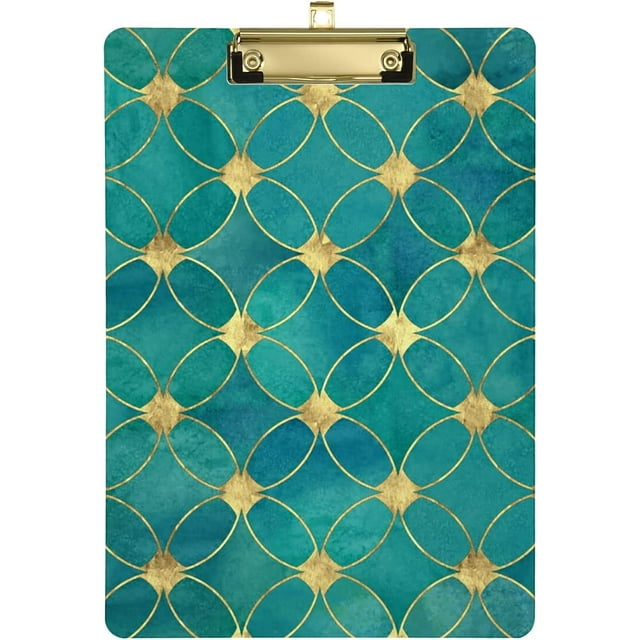 KXMDXA Teal Turquoise Gold Clipboard Hardboard Wood Nursing Clip Board ...