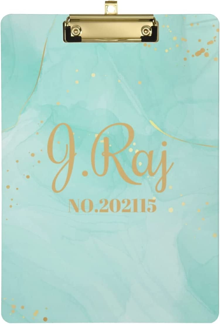 KXMDXA Teal Turquoise Marble Clipboard Hardboard Wood Nursing Clip ...