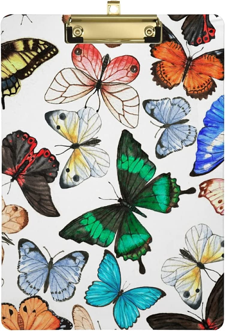 KXMDXA Tropical Butterflies Clipboard Hardboard Wood Nursing Clip Board ...