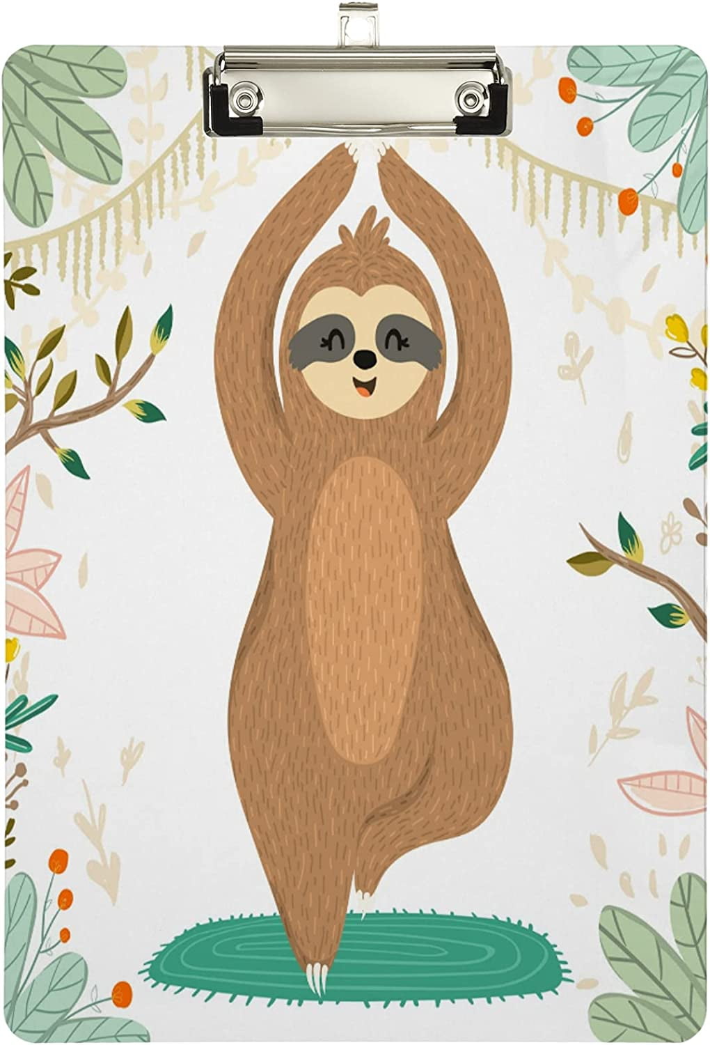 KXMDXA Tropical Cute Cartoon Sloth in Yoga Pose Clipboard Hardboard ...