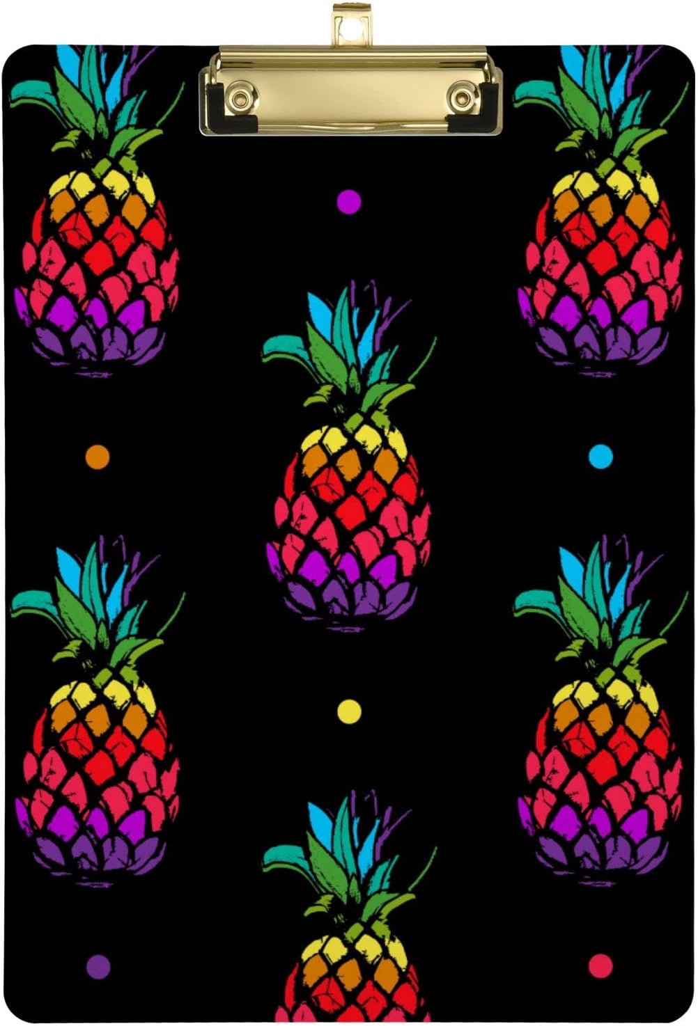 KXMDXA Tropical Fruit Rainbow Pineapple Black Clipboard Hardboard Wood ...