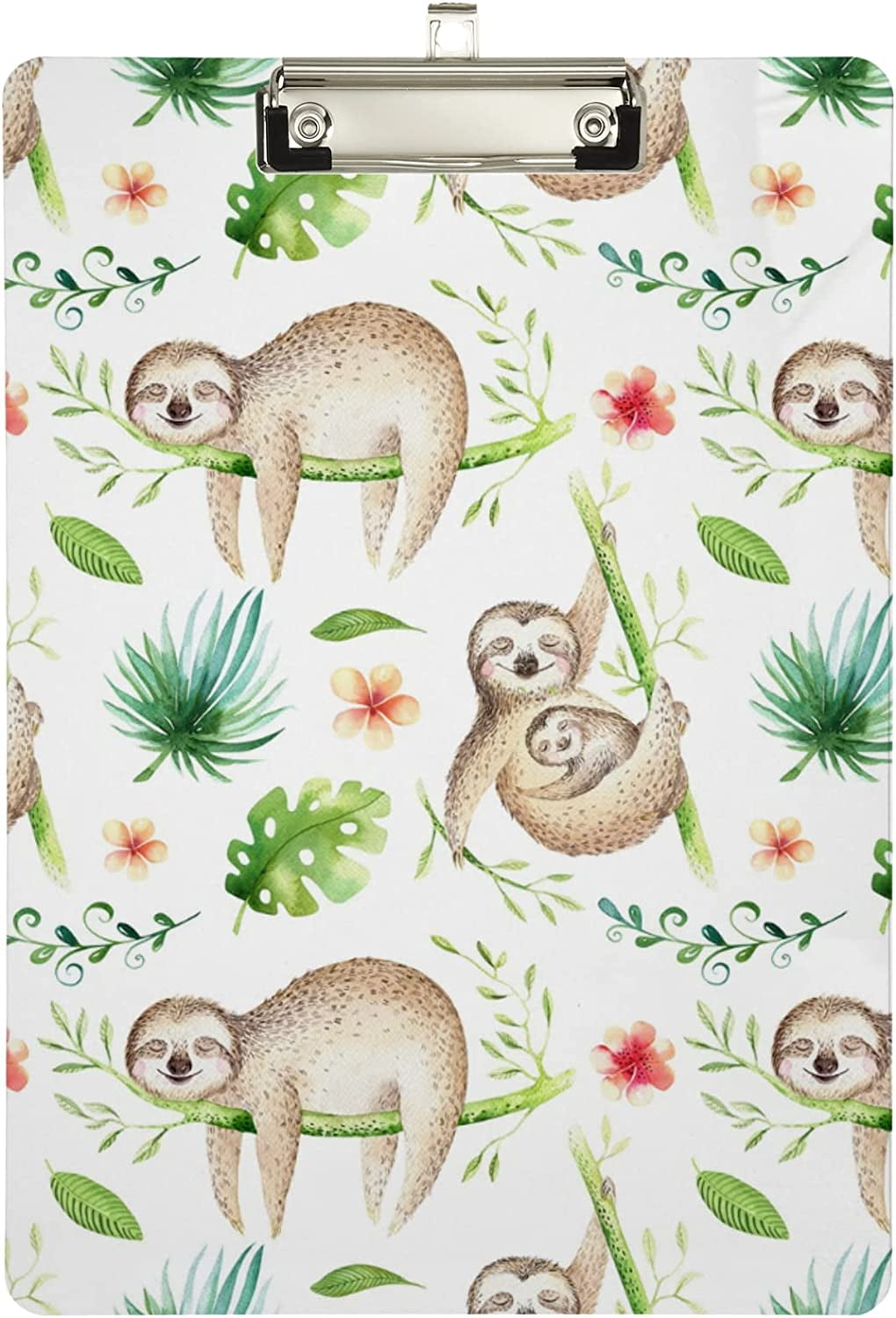 KXMDXA Tropical Leaves Cute Sloth On Tree Branch Pattern Clipboard ...