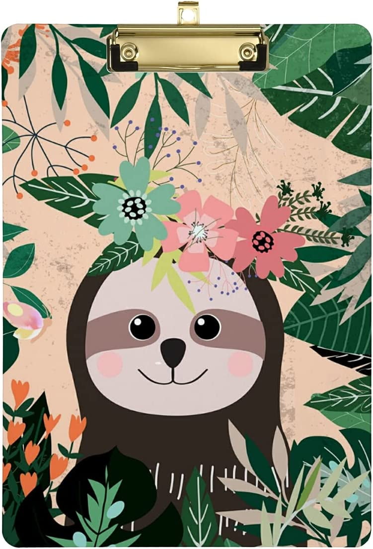 KXMDXA Tropical Sloth Clipboard Hardboard Wood Nursing Clip Board and Pull for Standard A4 ...