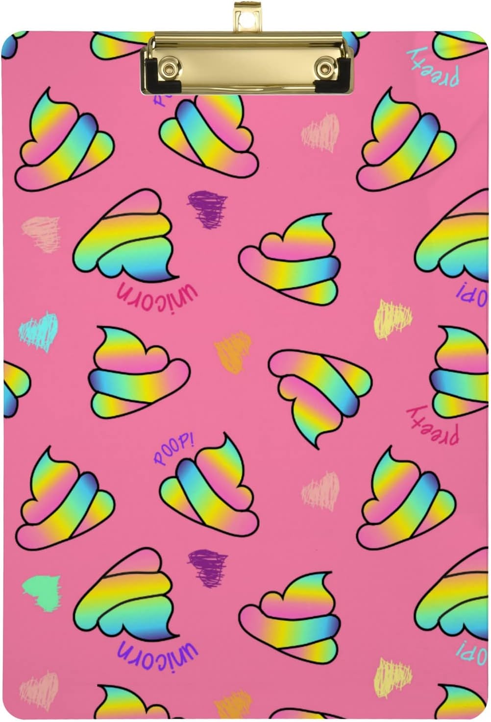 KXMDXA Unicorn Rainbow Poop Clipboard Hardboard Wood Nursing Clip Board ...