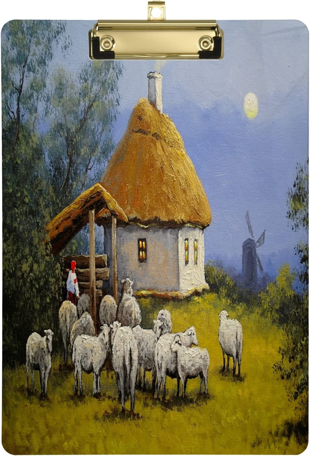 KXMDXA Village Sheep Group Clipboard Hardboard Wood Nursing Clip Board ...