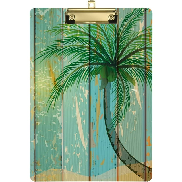 KXMDXA Vintage Color Coconut Tree Wooden Clipboard Hardboard Wood ...