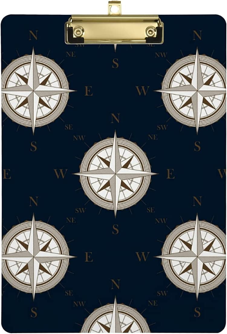 KXMDXA Vintage Compass Clipboard Hardboard Wood Nursing Clip Board and ...