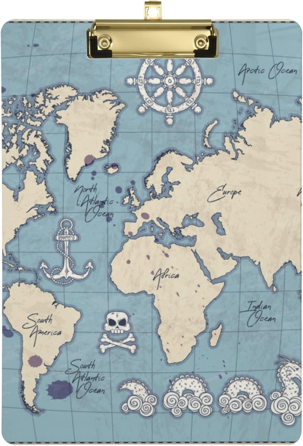 KXMDXA Vintage World Map Clipboard Hardboard Wood Nursing Clip Board ...