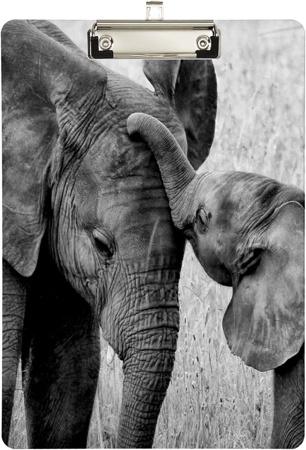 KXMDXA Warm Elephants Family Black White Style Clipboard Hardboard Wood ...