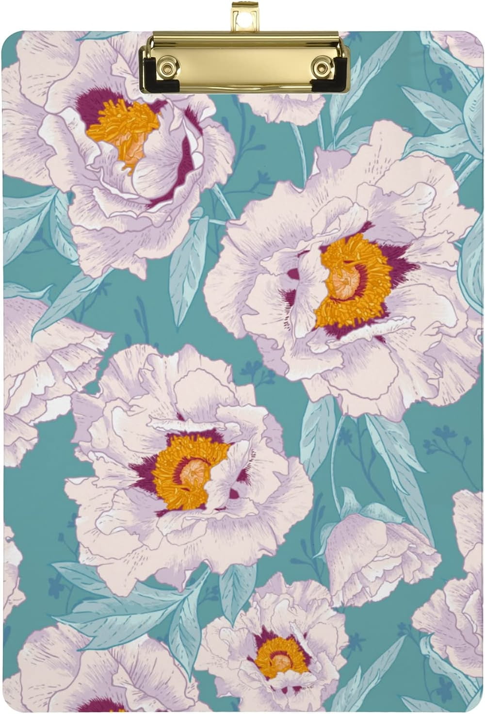 KXMDXA White Flowers Blue Clipboard Hardboard Wood Nursing Clip Board ...