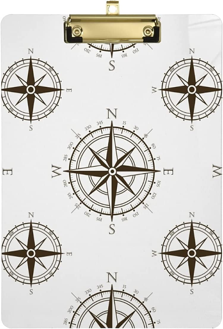 KXMDXA Wind Rose Compass Clipboard Hardboard Wood Nursing Clip Board ...