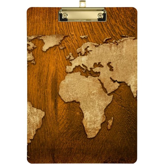 KXMDXA World Maps Clipboard Hardboard Wood Nursing Clip Board and Pull ...