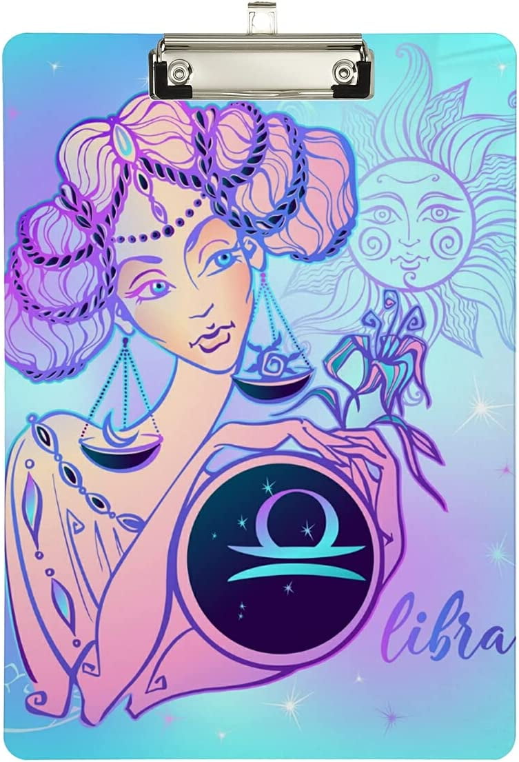 KXMDXA Zodiac Libra Clipboard Hardboard Wood Nursing Clip Board and Pull for Standard A4 Letter ...