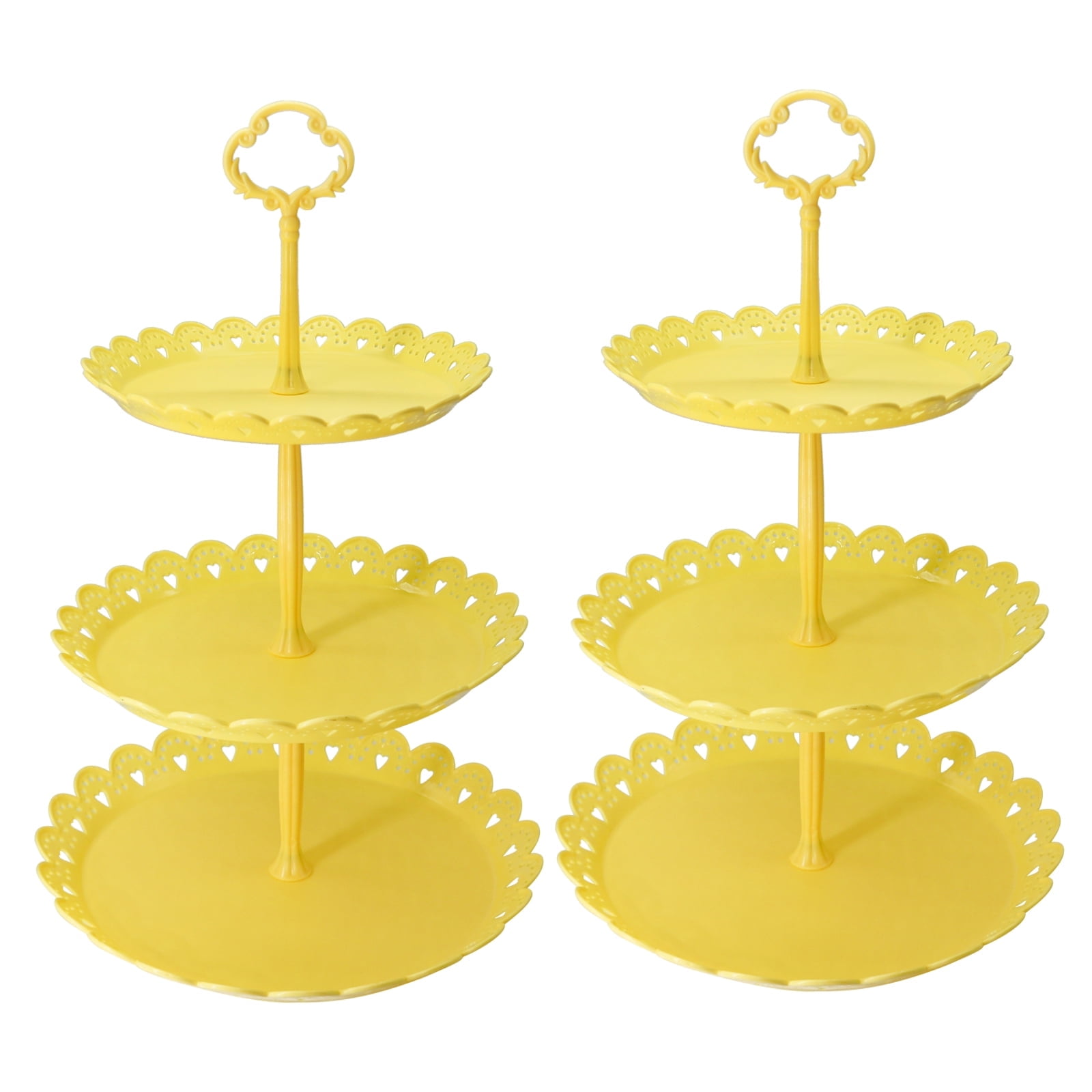 KY 2 Pcs 3-Tier Cupcake Stand Fruit Plate Cakes for Wedding Home ...