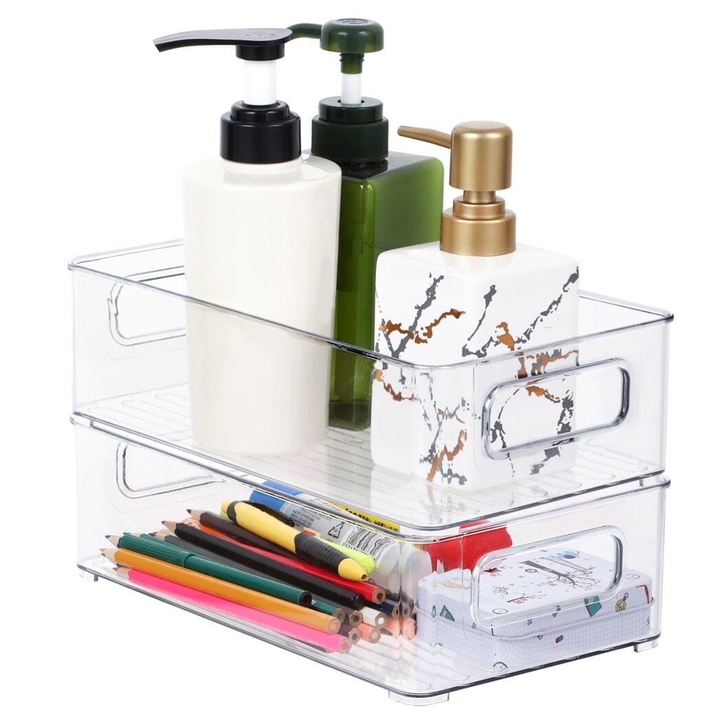KY 2PCS Stackable Acrylic Storage Bins, Clear Organizers with Handles ...