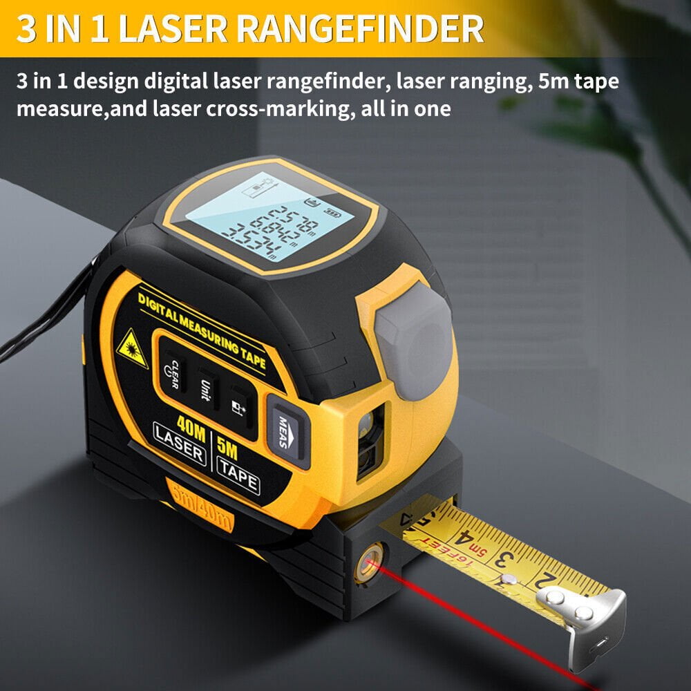 KY 3 in 1 Digital Laser measure 40m/131Ft Autolock Measuring Tape Top ...