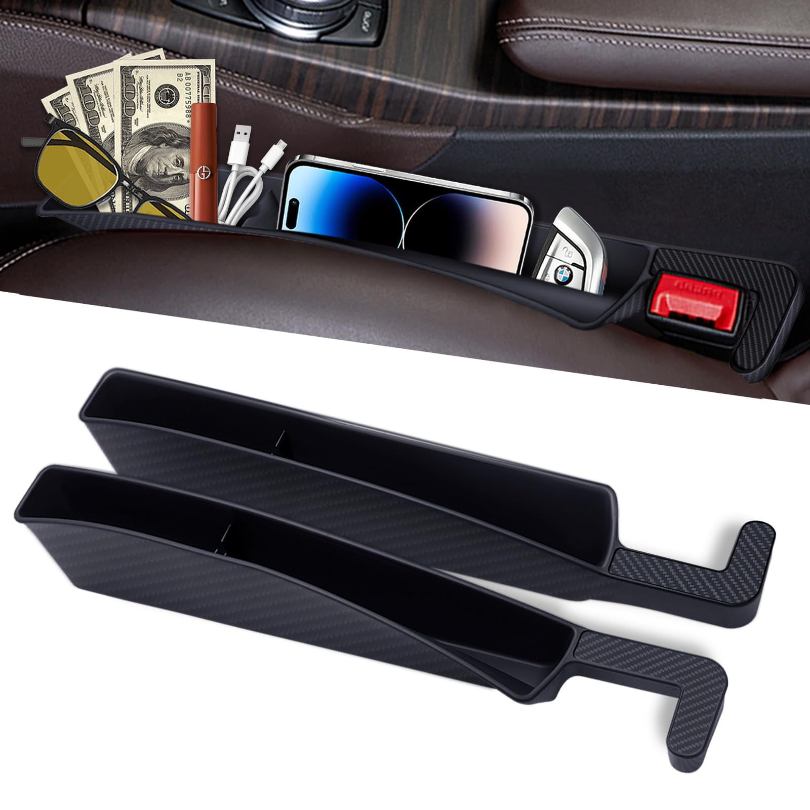 KY Car Seat Gap Filler Organizer, 2 Pack Car Front Seat Organizer ...