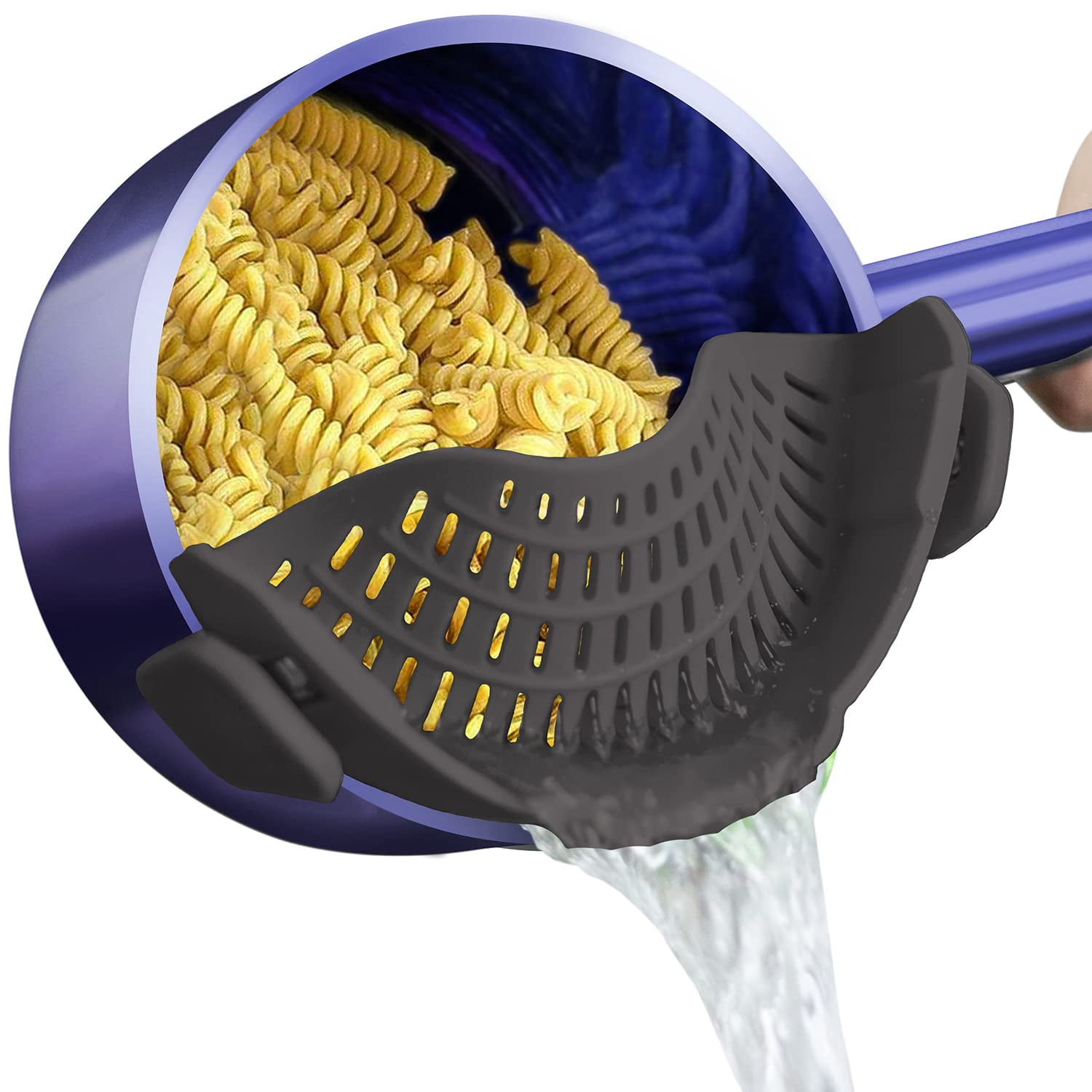 KY Clip On Strainer Silicone for All Pots and Pans, Pasta Strainer Clip ...