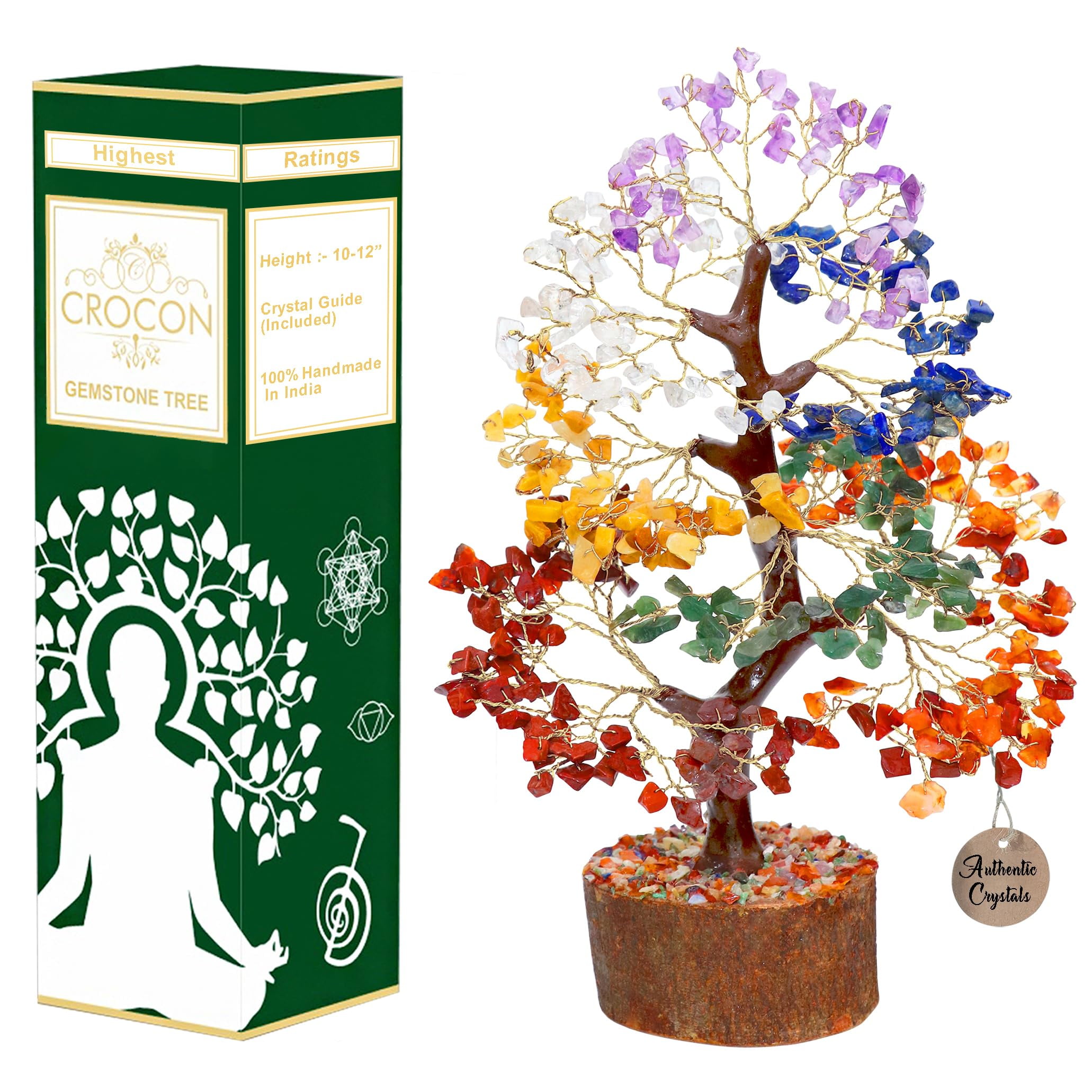KY Crocon Seven Chakra Gemstone Tree Copper Wire Feng Shui Money Bonsai ...