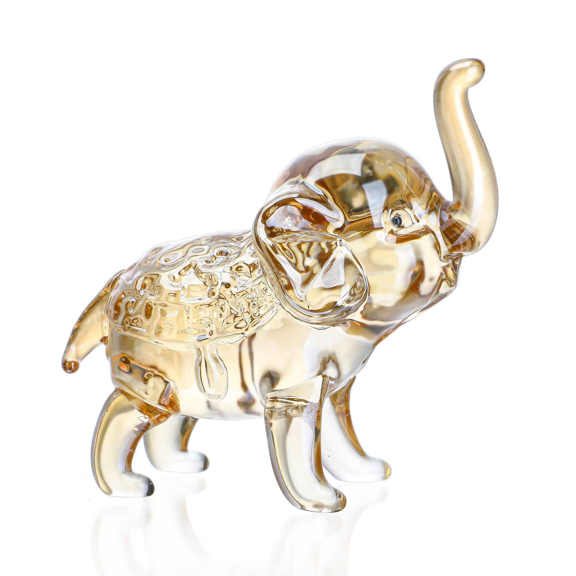 KY Crystal Thai Elephant Statue Sculptures Trunk Up Feng Shui Ornament ...