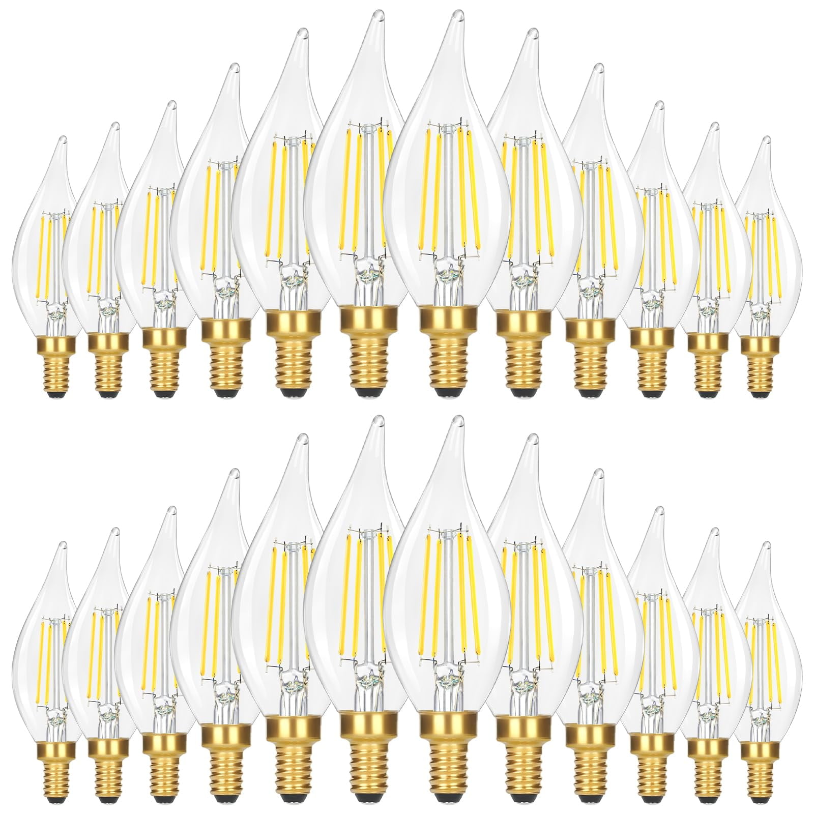 KY Dimmable E12 Candelabra LED Light Bulbs 40W Equivalent, 2700K Soft Warm White Chandelier ...