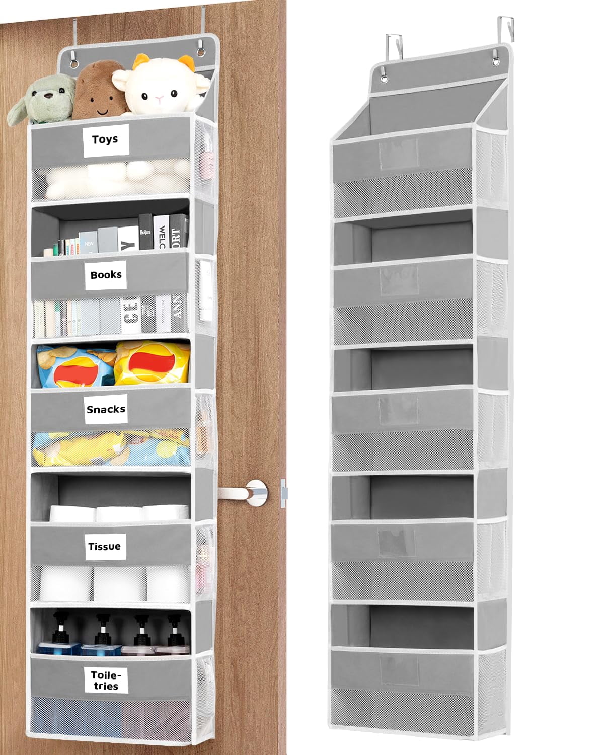 KY Over The Door Organizer Hanging, Behind The Door Storage with 5 Mesh ...