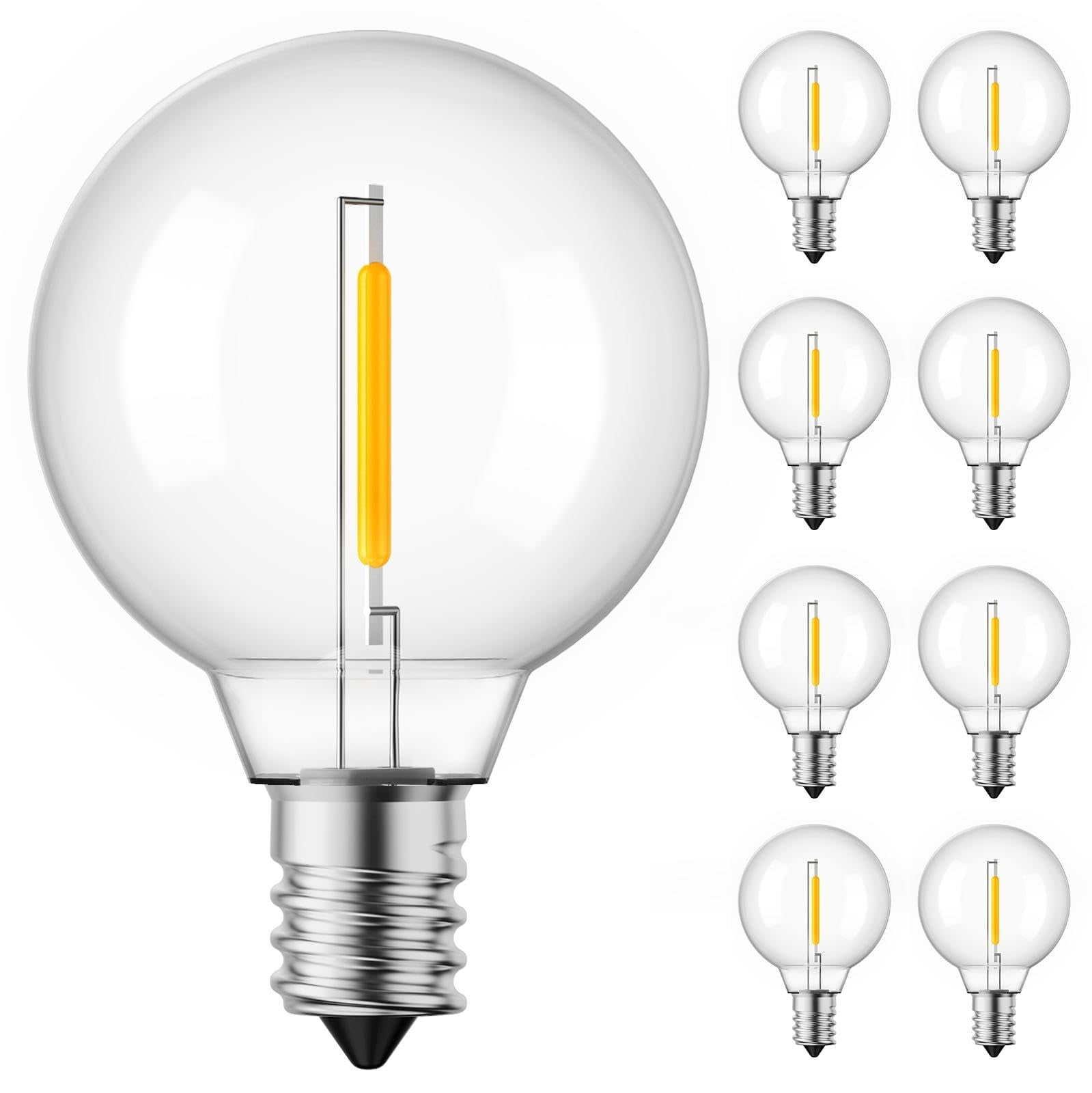 KY G40 Replacement LED Light Bulbs, 25 Pack Clear Globe Bulb fits E12 ...