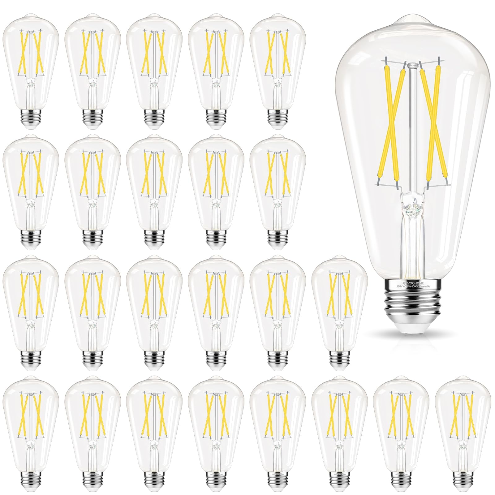 KY LED Edison Bulbs Dimmable, E26 Bulb 60 watt, Soft White 2700K, ST58 ...