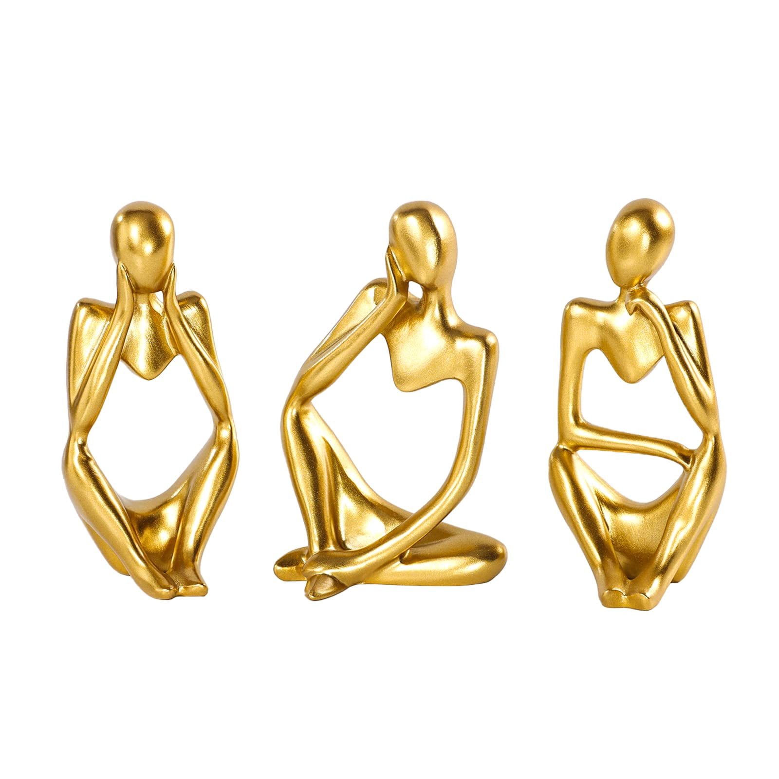 KY Thinker Statue Gold Decor Abstract Art Sculpture, Golden Resin ...