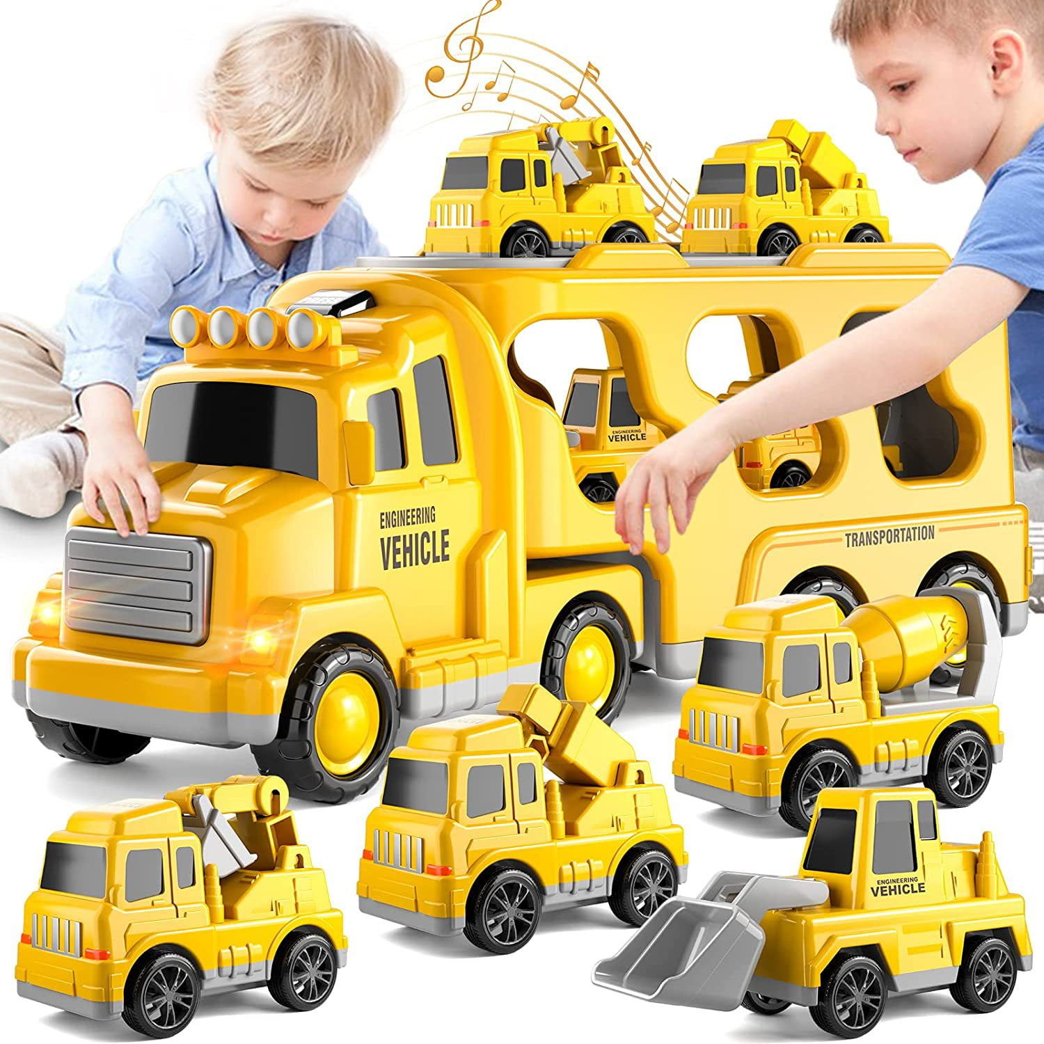 KY Toddler Car Toys, Engineering Truck Carrier Transport Trucks for ...