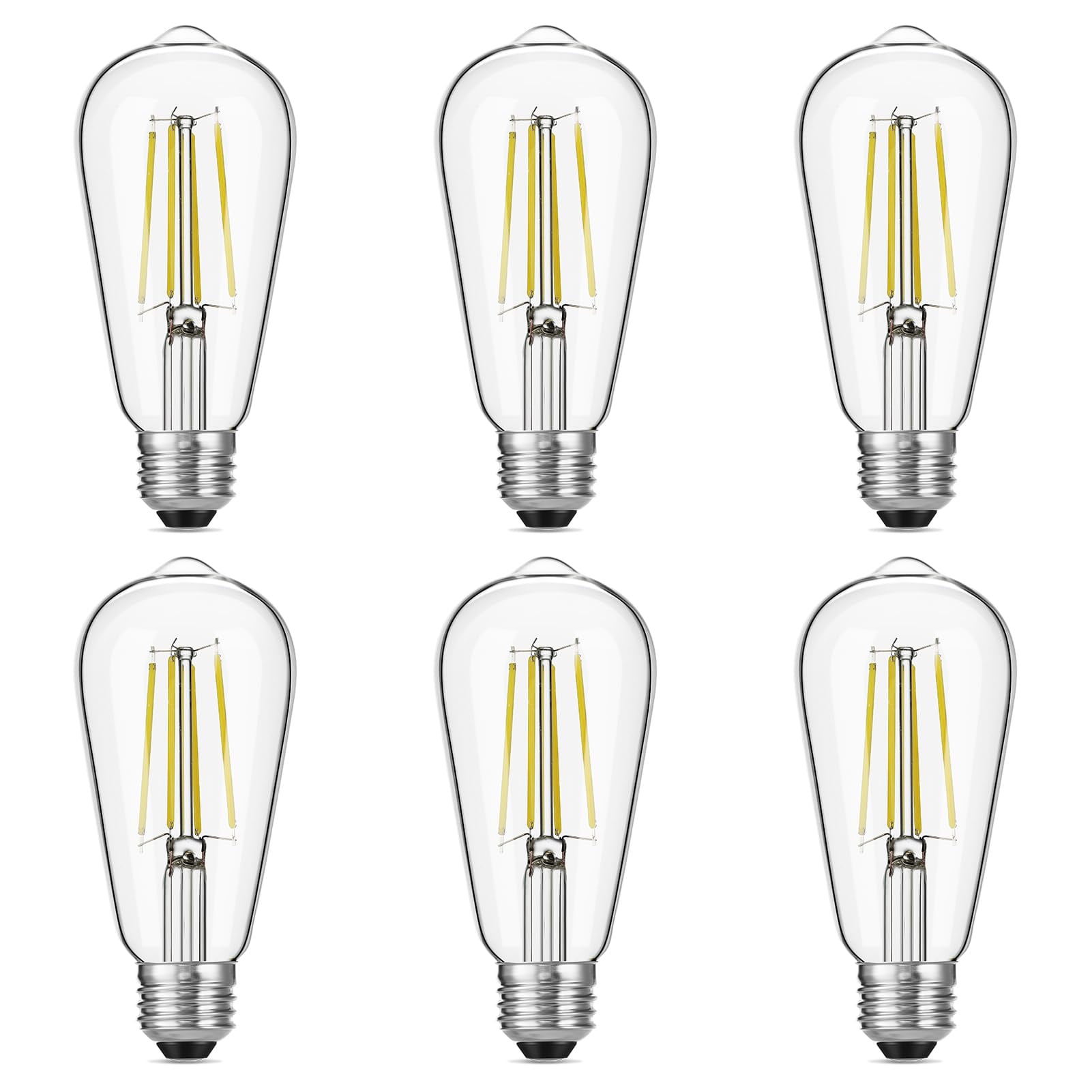 KY Vintage LED Edison Bulbs 6W, Equivalent 60W Incandescent, Warm White ...