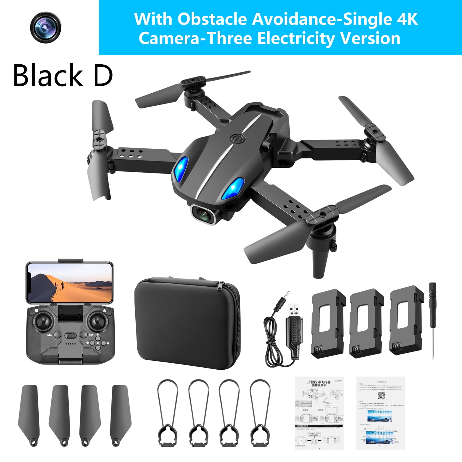 KY907 Mini Drone Foldable Obstacle Avoidance 4K Camera Quadcopter ...