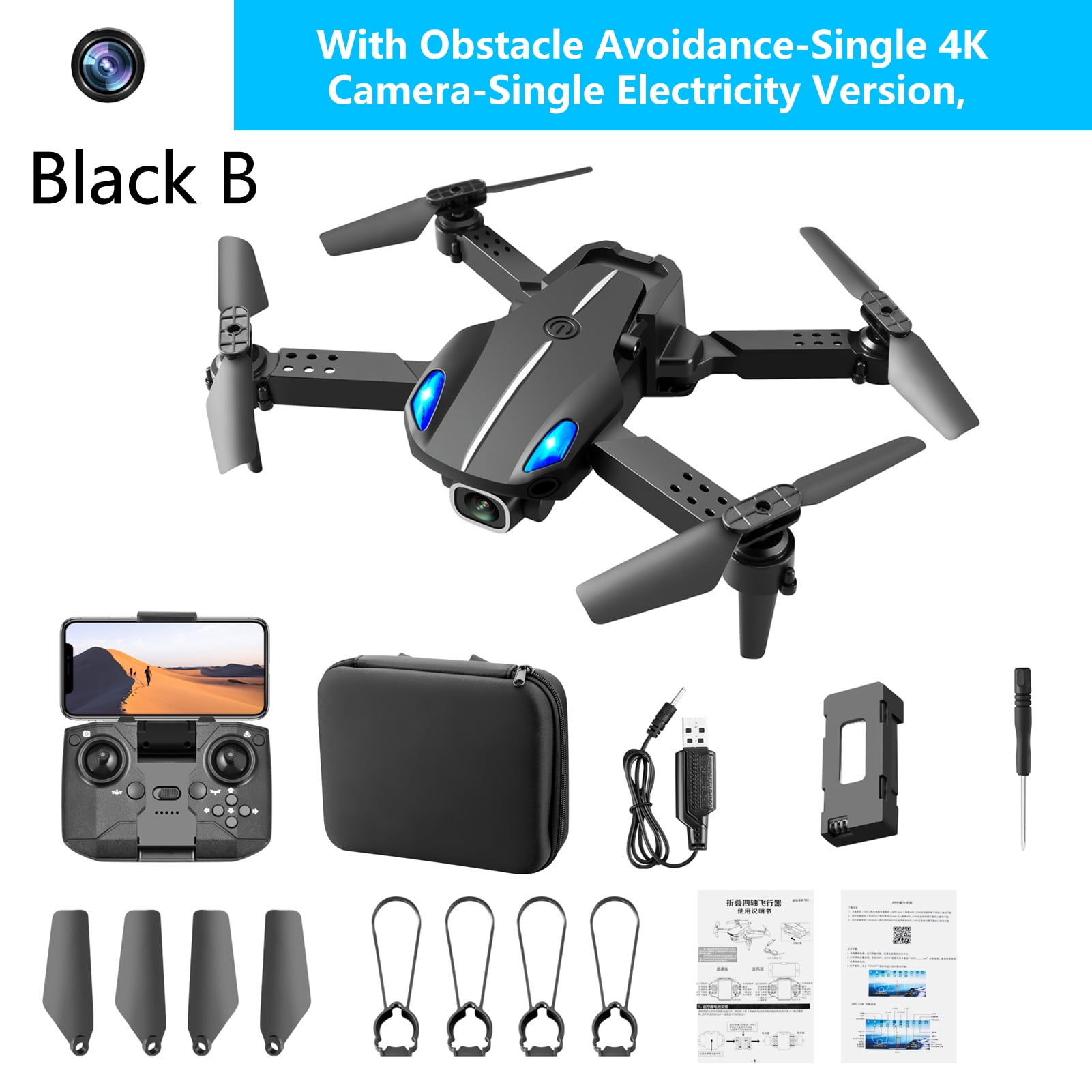 KY907 Mini Drone Foldable Obstacle Avoidance 4K Camera Quadcopter ...