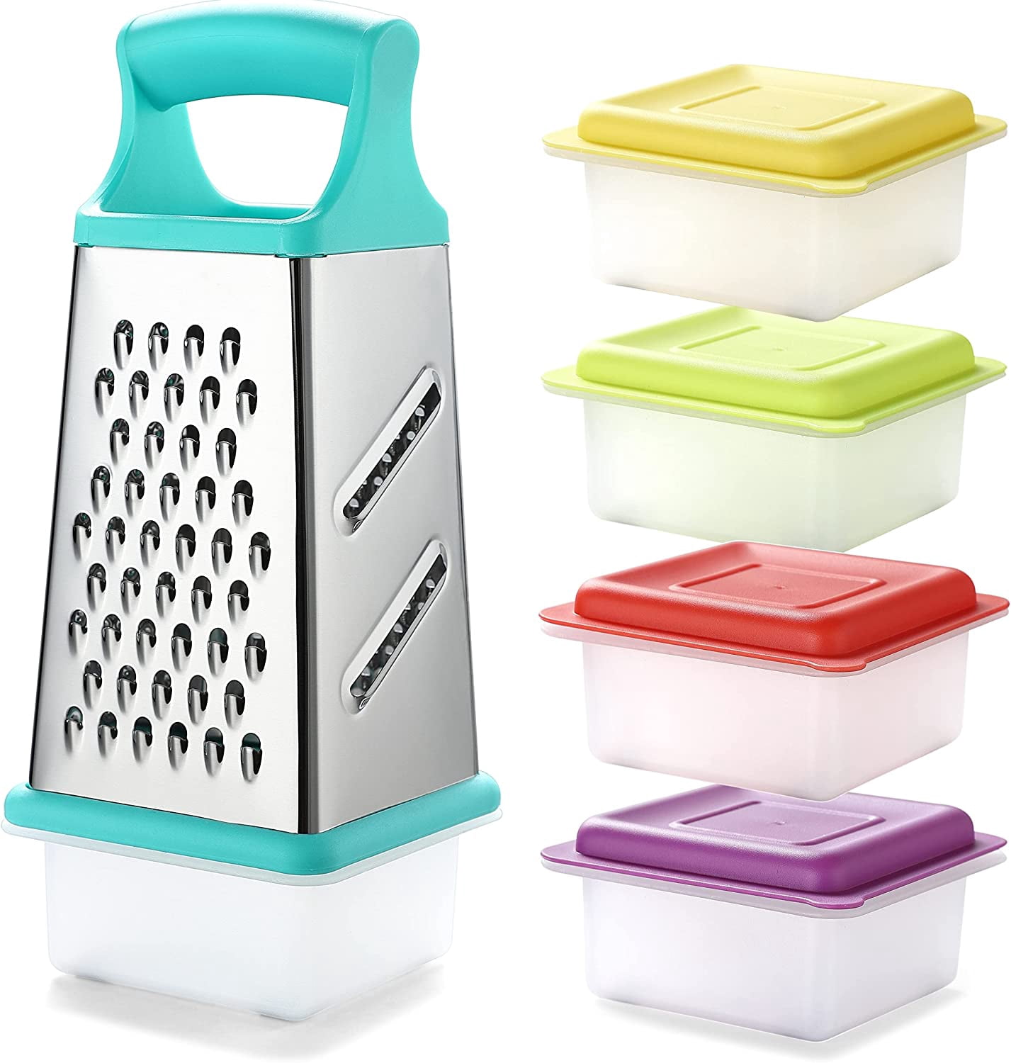 KYA57B Box Grater,Stainless Steel Grater with 4 Sides,Slicer 5 Piece ...