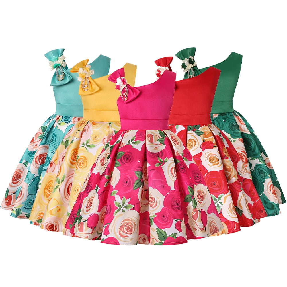 KYAIGUO 2-10T Flower Girls Floral Dresses Toddler Kids Pageant Rose ...