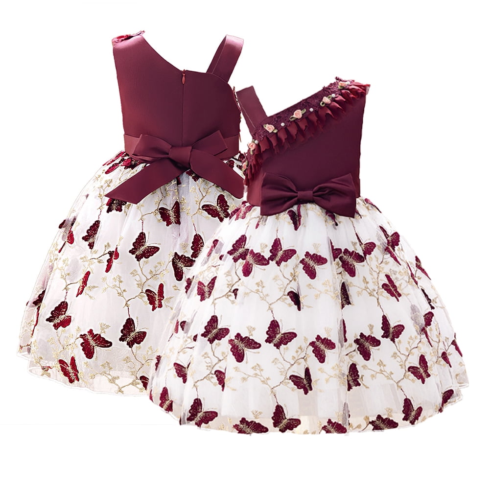 KYAIGUO 2-10Y Kids Toddler Girls Bowknot One Shoulder Dress Baby Formal ...