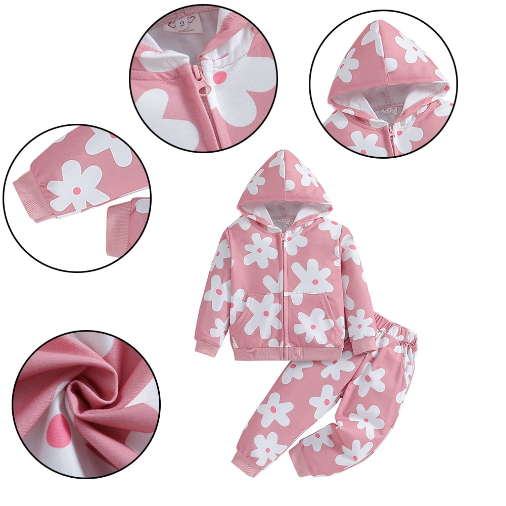 KYAIGUO 2-6T Girls Hooded Full Zip Sweatshirt Set 2PCS Spring Fall Sports Casual Tracksuit ...