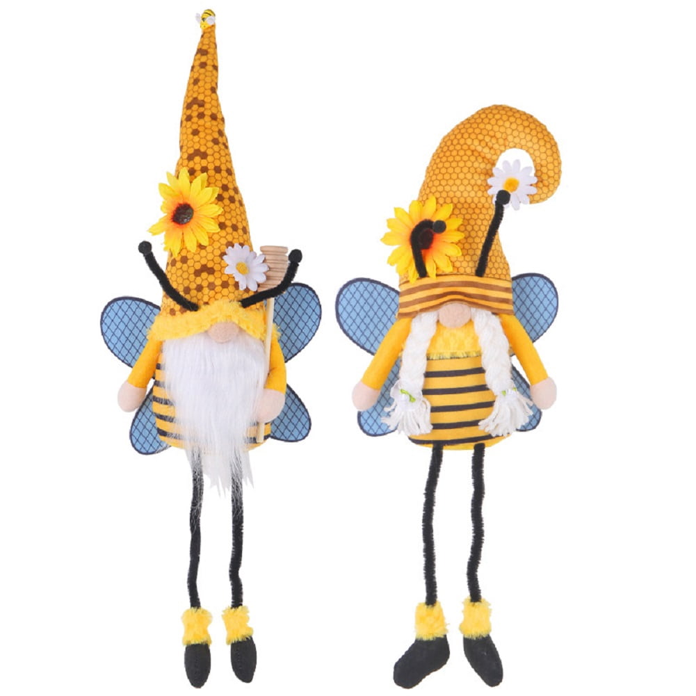 KYAIGUO 2PCS Standing Bee Gnome Plush Decorations with Wings Extendable ...