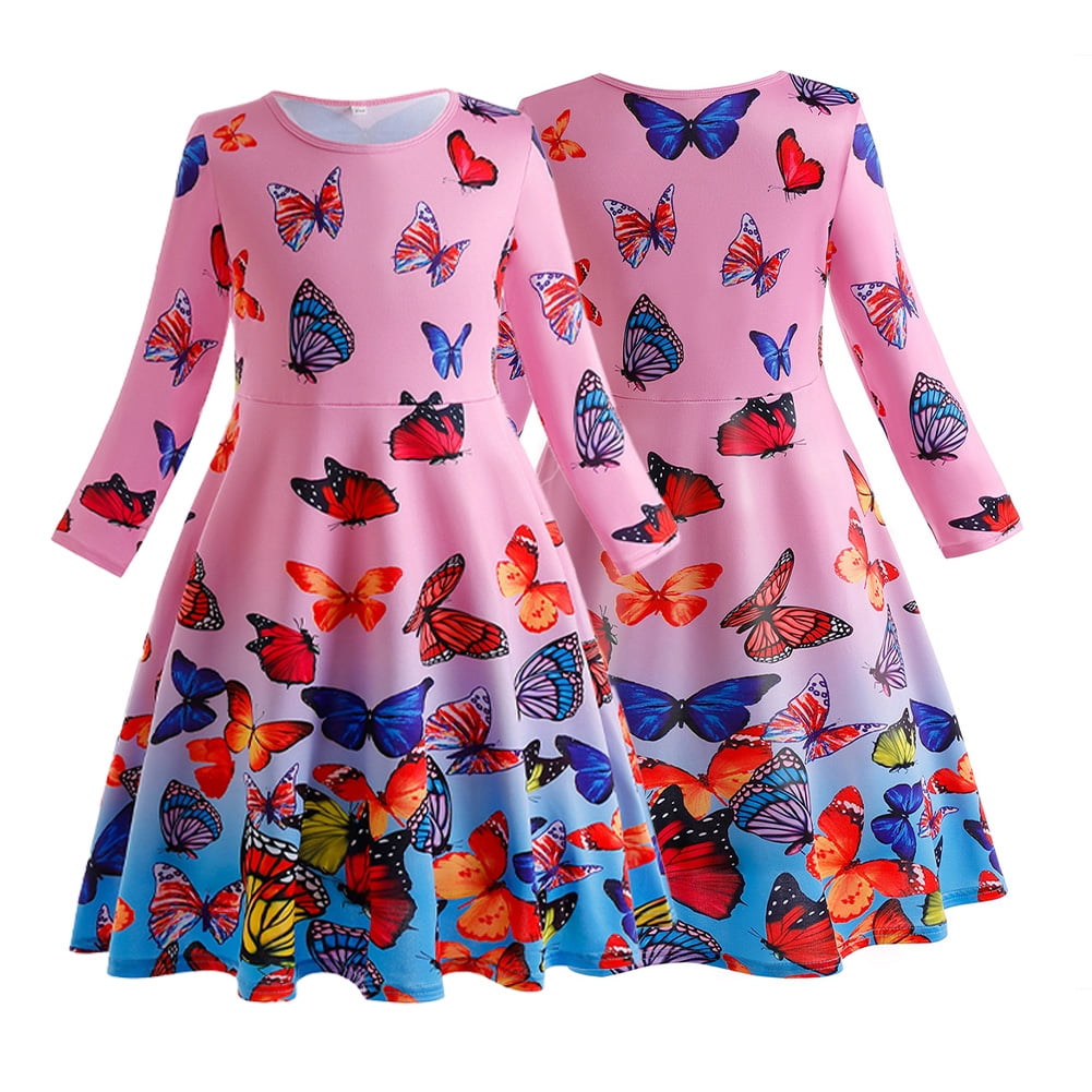 KYAIGUO 3-10 Years Girls Spring Floral Dresses for Kids Toddler Fall ...