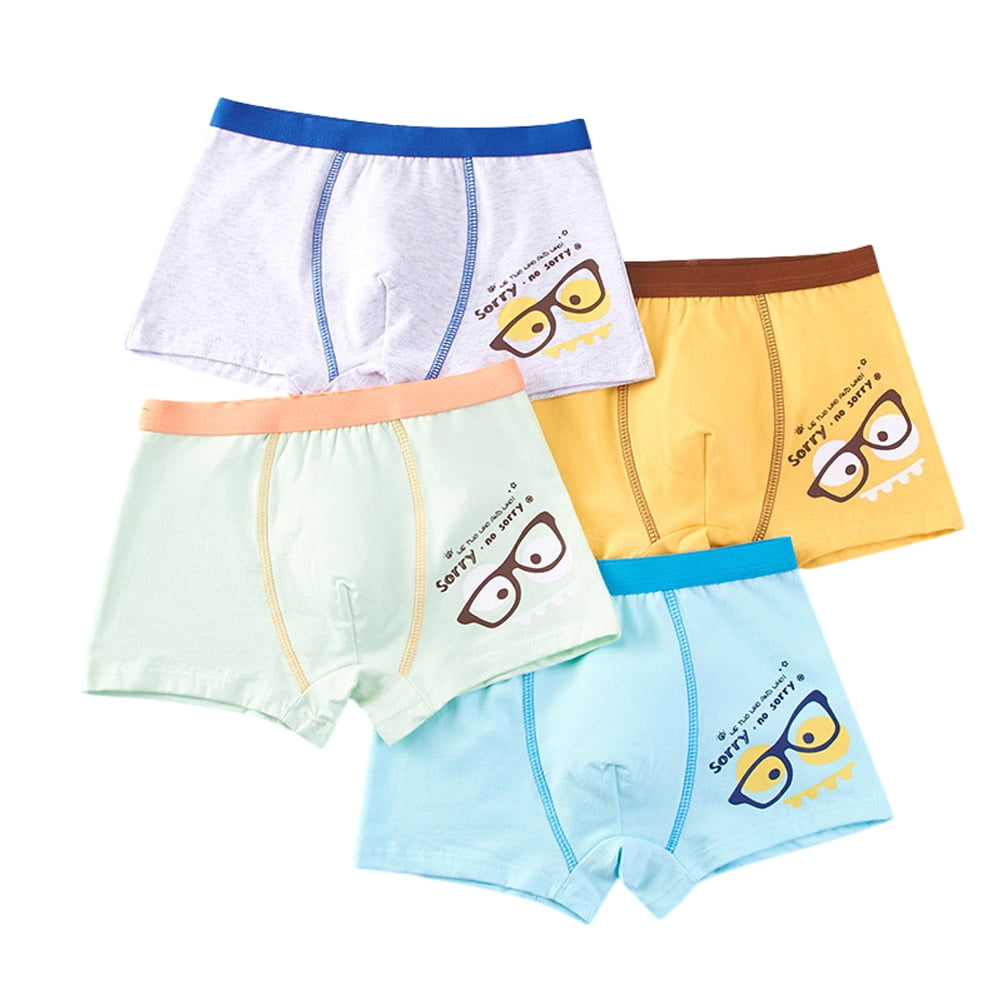 KYAIGUO 4 PCS Kids Boys' Cotton Boxer Brief Multiple Soft Underwear ...