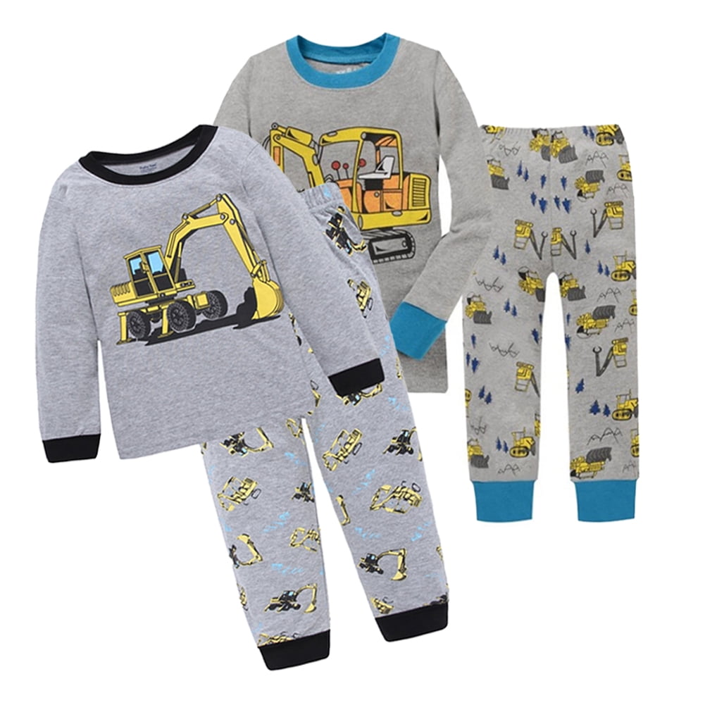 KYAIGUO Baby Boys Cartoon Pajama Set 2 Piece Toddler Digger Tops+pants Outfits Soft Cotton Pjs ...