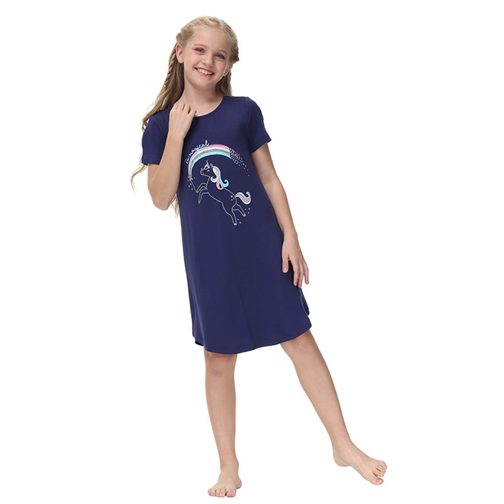 KYAIGUO Baby Girls Nightgowns Short Sleeve Girls Nightgown Kids Toddler ...