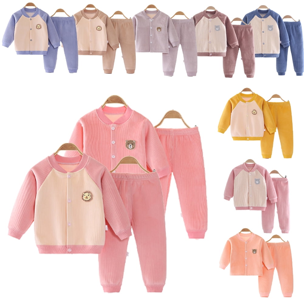 KYAIGUO Infant Girls Thermal Underwear Set Long John Cartoon Thermal ...