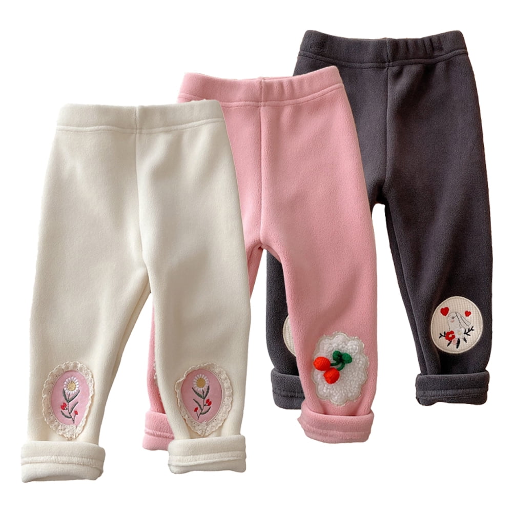 KYAIGUO Baby Kids Girls Fleece Lined Leggings Toddler Casual Thickened ...