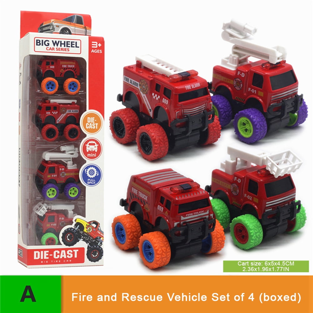 KYAIGUO Baby Kids Truck Car Toys 4PCS Toddler Alloy Metal Fire Truck ...