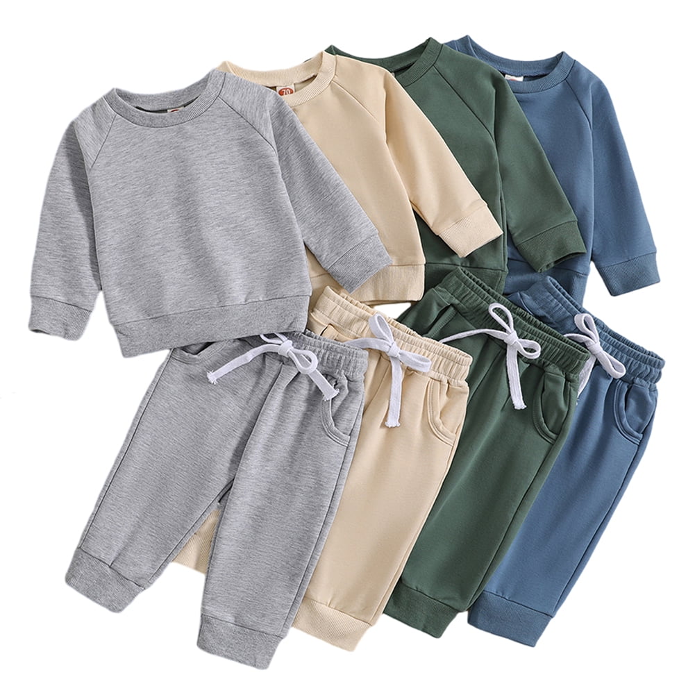 KYAIGUO Baby Newborn Sweatshirt Outfit for Girls Boys 2 Piece Casual Pullover Sweatsuit Suit ...