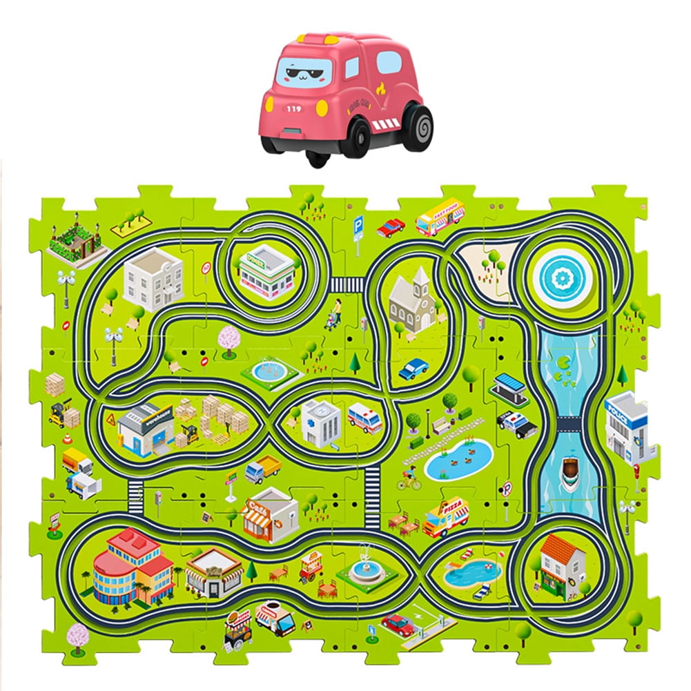 KYAIGUO Baby Puzzle Car Track Play Set Toddler DIY Puzzle Tracks with ...